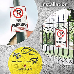 No Parking Signs - No Parking Signs for Driveways Aluminum 8x12 - No Parking Signs Will Be Towed- Do Not Block Driveway Sign - Please No Parking Sign - No Parking Signs Metal