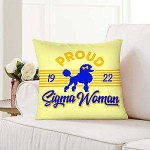 1922 Gift Pretty Poodle Throw Pillow Covers 1922 Sorority Paraphernalia Gift 1922 Sigma Woman Gift Greek Sorority 18x18 inch Decorative Pillowcase for Women Sister Gift (Pillowcase-Sigma Woman)