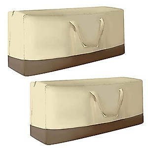 skyfiree 2 Pack Patio Cushion Storage Bag Waterproof Extra Large Outdoor Cushion Storage Bag with Handles, 60" Lx20 Wx28 H, Beige&Coffee