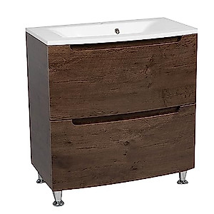 Sample of Cabinet Finish | Modern Free Standing Bathroom Vanity with Washbasin | Delux Rosewood Collection | Non-Toxic Fire-Resistant MDF-Omega Collection R-line 32"