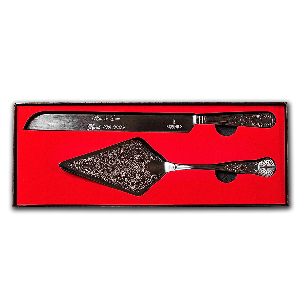 Personalized Engraving Cake Knife and Server Set | Wedding Cake Knife and Server | Wedding Gift | Elegant Cake Cutting Set | Engagement Gift For Couples