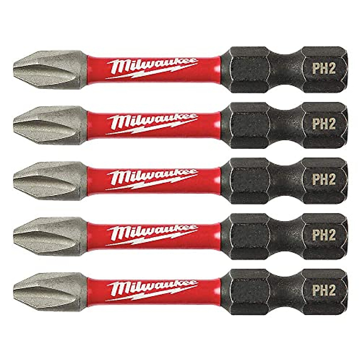 Milwaukee 48-32-4602 Power Bit, 2 Drive, Phillips Drive, 1/4 in Shank, Hex Shank, Steel, Sold as 2 Pack, 10 Count Total