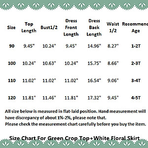 Toddler Baby Girls Ruffle Strap Top+Boho Floral Skirt Summer Outfit Clothes Two Piece Set (Green Crop Top+White Floral Skirt, 3-4T)