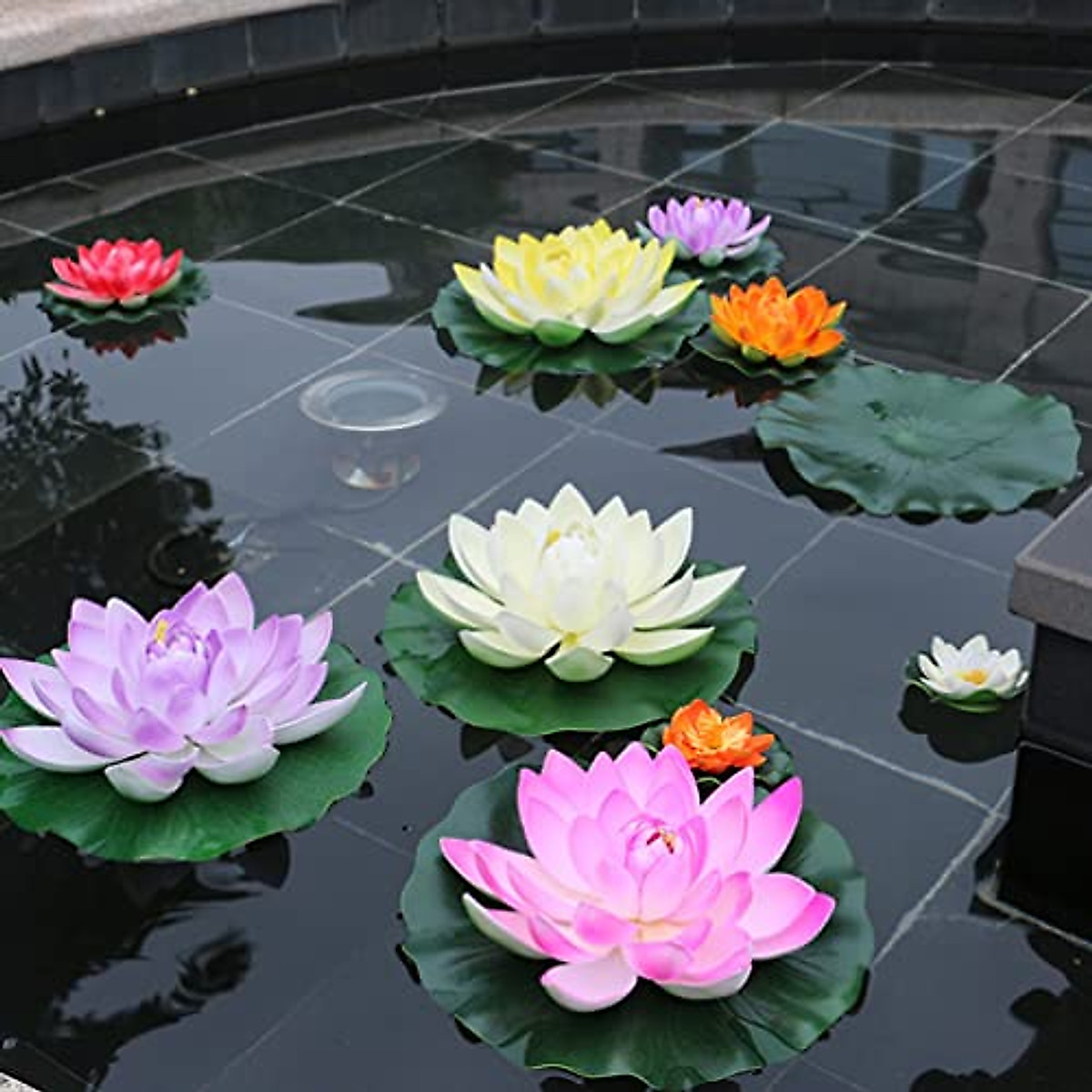 DOITOOL Lily Pads for Ponds Artificial Floating Foam Lotus Leaves, 2PCS Realistic Lily Pads Leaves 23.6 Inch Large Artificial Water Lily Pads Ornaments for Pond Pool Aquarium Water Decoration