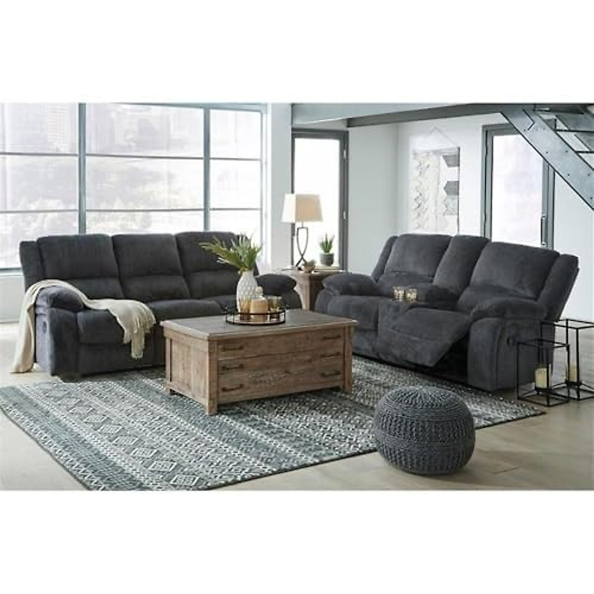 Signature Design by Ashley Draycoll Power Reclining Sofa in Slate