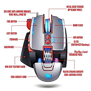 Shenligod Gaming Mouse Wired [3200 DPI] [Programmable] [Breathing Light] Ergonomic Game USB Computer Mice RGB Gamer Desktop Laptop PC Gaming Mouse,8 Buttons forWindows PC Gamers