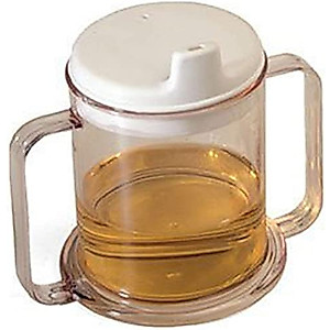 Ibluelover 2 Handle Plastic Mug Clear Spouted Cup Adult Sippy Cup Lightweight Drinking Cup Spill-Resistant Water Cup Feeding Cup with Easy-to-Grasp Handles Coffee Mug for Hot and Cold Beverages