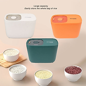 Rice Storage Container, Large Plastic Rice Dispenser Cereal Dispenser, Food Storage Containers with Transpartent Airtight Lids and Rice Bowl for Rice Flour Cereal Bread Pantry (White)