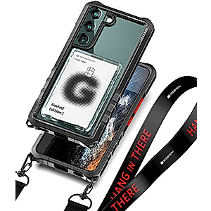 GOOSPERY Z Bumper Designed for Galaxy S22 Plus Case, Shock Absorbing Dual Layer Structure TPU Edge Clear Back Cover [with Detachable Clear Card Holder] Stick On Phone Wallet