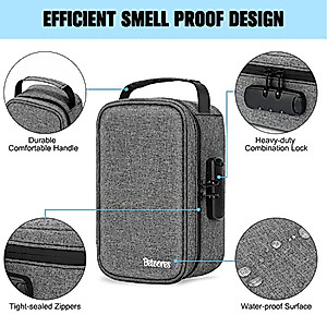 Betoores Smell Proof Bag, Smell Proof Storage Bag Smell Proof Containers with Combination Lock Odor Proof Lock Bag for Your Accessories,Gray
