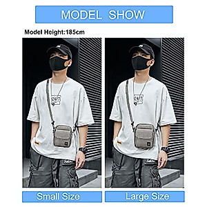 Grey Small Side Shoulder Bag Crossbody Bag for Men Women Mini Messenger Bag Satchel Bag Travel Purse Wallet Passport Holder Bag, Cell Phone Purse Neck Pouch Wallet- Unisex Large Size