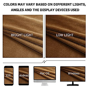 Benedeco Gold Brown Velvet Curtains for Bedroom Window with Back Tab, Super Soft Vintage Luxury Heavy Drapes, Room Darkening Thermal Insulated Curtain for Living Room, W52 by L84 inches, 2 Panels