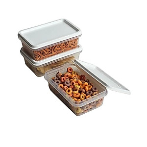 Unica Food Storage Container, with Airtight Lid, Stackable Rectangle Meal Prep Container, BPA-Free, Microwave, and Freezer Safe, Set of 3, 18 oz, 4.5x4.5x2.51 in