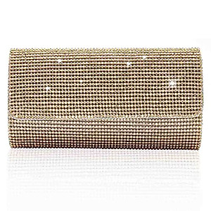 Yokawe Women's Bling Crystals Evening Clutch Bag Sparkly Rhinestone Purse Crossbody Bags Wedding Prom Party Handbags (Gold)