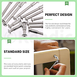 Keadic 25 Pcs M6 x 25mm Socket Cap Bolts Barrel Nuts Kit with Hex Key, Silver Binding Screws Stud Posts Assortment Kit Countersunk Furniture Crib Bolts for Bed Chair Table Cabinet