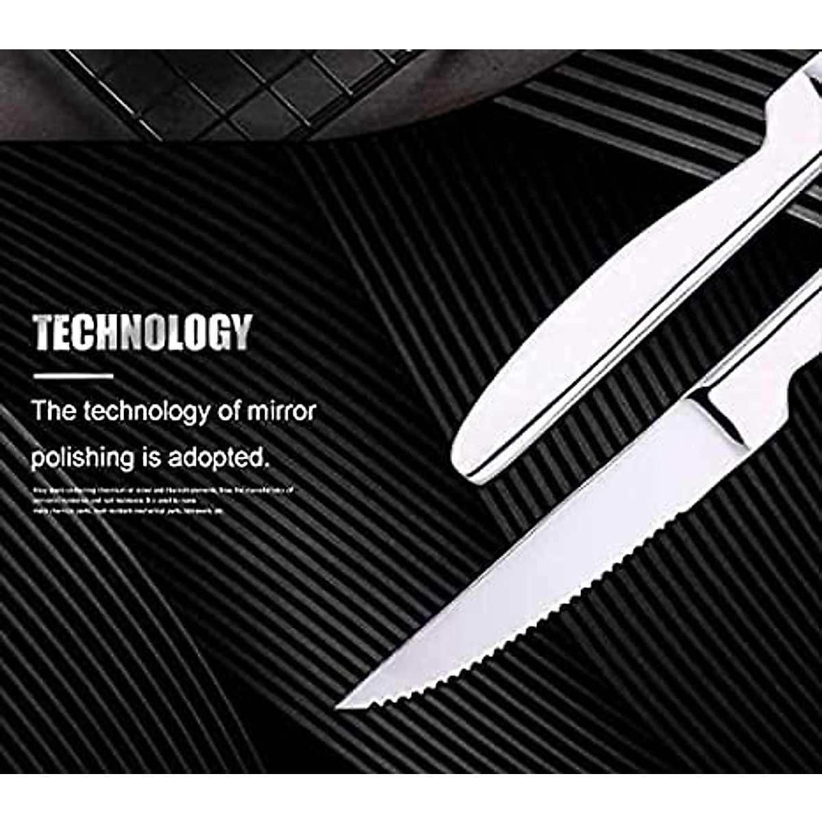 TAFAAL Set of 12 Stainless Steel Steak Knives, Corrosion Resistant, Serrated Sharp Blade, Stainless Steel Handle, Kitchen Table Knife