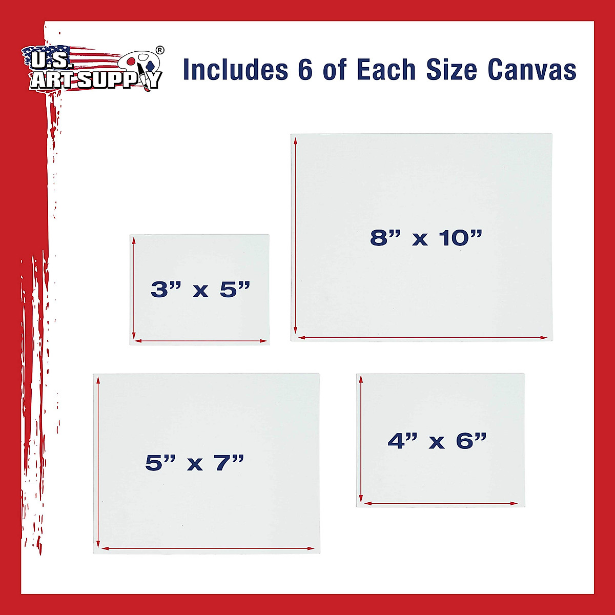 U.S. Art Supply Multi-Pack 6-Ea of 3x5, 4x6, 5x7 & 8x10 inch Professional Quality Small Artist Canvas Panel Board Assortment Pack (24 Total Panel Boards)