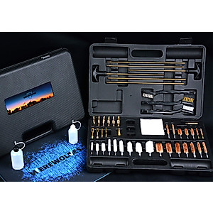 Universal Gun Cleaning Kit, Rifle Pistol Handgun Shotgun Shooting Gun Cleaning Kit Suitable for All Caliber, Cotton mop, Bronze Bore Brush, Brass Jag, Brass Slotted Tips, Nylon Brushes