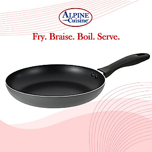 Alpine Cuisine Aluminium Nonstick Coating Frying Pan Gray 8in with Ergonomic Bakelite Handle & Healthy Cooking Pan, Ideal for Family, Durable & Evenly Heated, Heavy Duty & Dishwasher Safe