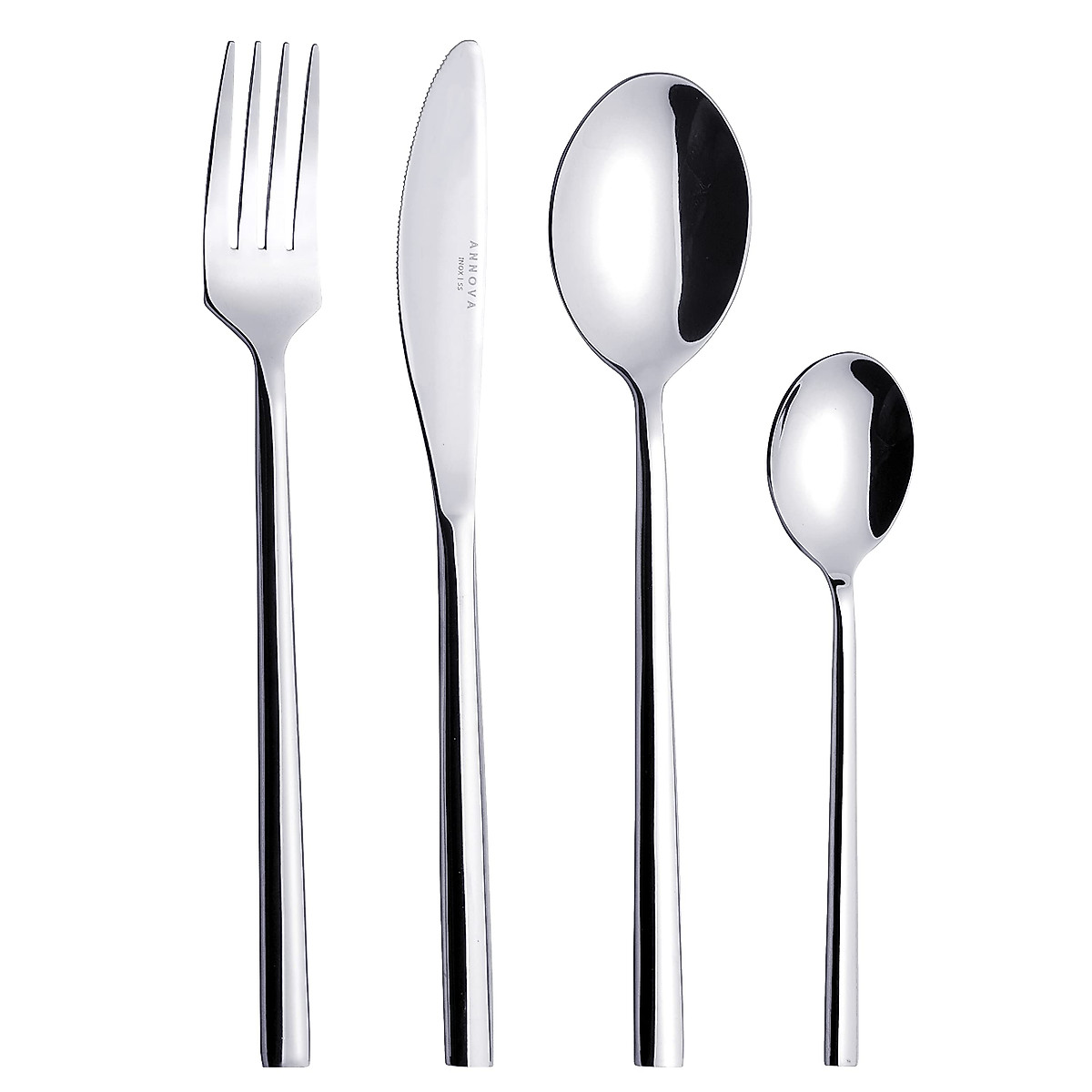 Annova Silverware Set 24 PCS Set Forged Premium Stainless Steel/Flatware - 6 x Dinner Forks, 6 x Dinner Knives, 6 x Dinner Spoons, 6 x Dessert Spoons - Service for 6