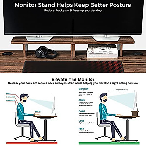 EUREKA ERGONOMIC Electric Standing Desk,63 Inches Height Adjustable Desk,Stand up Desk with Dual Motor,Computer Desk with LED Lights & Double Shelves,Home Office Desk with Monitor Stand,Brown Wood