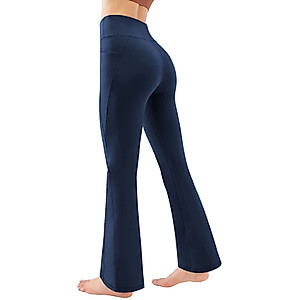 MEKOUIYE Workout Flare Yoga Dress Pants for Women Bootcut High Waist Tummy Bootcut Yoga Pants Bootleg Work Pants for Women A-Navy