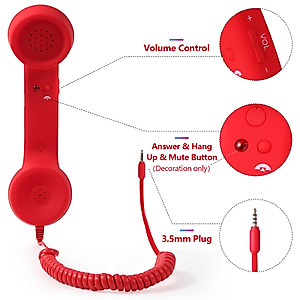 LAHELA Retro Phone Handset/Handset for Mobile/Radiation-Proof Handset Receivers/Retro Phone Receiver/Phone Receiver for Cell Phone (Black)