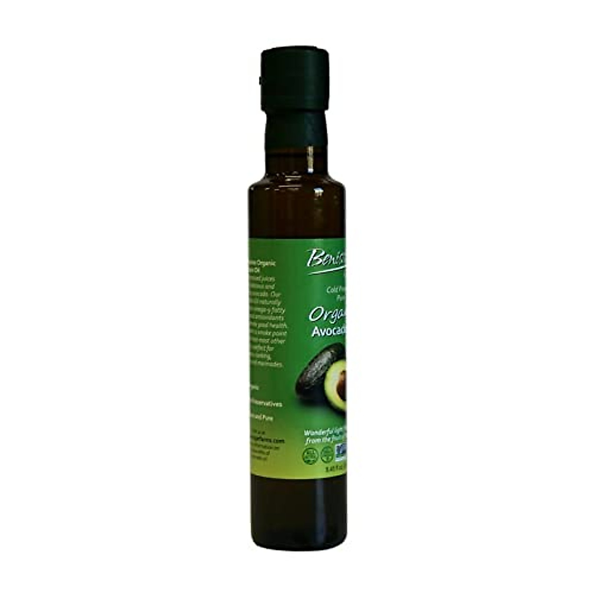 Benissimo 100% Pure Organic Avocado Oil, Cold Pressed, Allergen Free, Organic and Non-GMO Cooking Oil, 8.45 Fl Oz