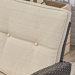 Christopher Knight Home Amigo Outdoor 3 Seater Wicker Sofa, Dark Brown with Beige Cushions