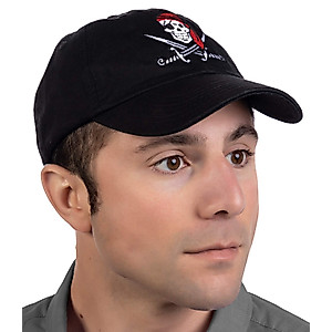 Ann Arbor T-shirt Co. Jolly Roger Pirate Flag | Skull & Crossbones Caribberan Cruise Baseball Boat Cap Dad Hat Black