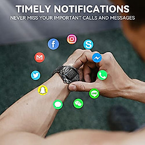 Military Smart Watch for Men Outdoor Waterproof Tactical Smartwatch Bluetooth Dail Calls Speaker 1.3'' HD Touch Screen Fitness Tracker Watch Compatible with iPhone Samsung