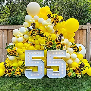 Sharlity 130PCS Yellow Balloon Garland Arch Kit Yellow Balloons Different Sizes 18 12 10 5 Inch for Birthday Baby Shower Carnival Anniversary Sunflower Party Decorations