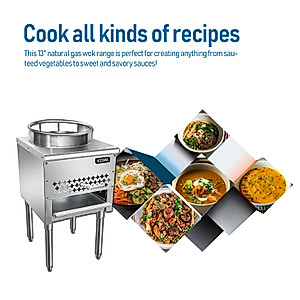 KITMA 16" Gas Wok Range - Commercial Liquid Propane Restaurant Equipment, 110,000 BTU