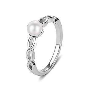 Sterling Silver Girls Cultured Pearl Twisted Band Baby Ring for Toddlers, Little Girls, and Baby Photo Prop (Size 2)