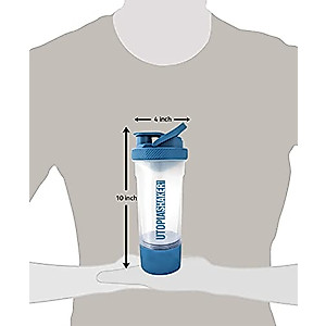 Utopia Home 2-Pack Shaker Bottle - 24 Ounce Protein Shaker Bottle for Pre & Post workout drinks - Classic Protein Mixer Shaker Bottle with Twist and Lock Protein Box Storage (All Navy & Clear/Navy)