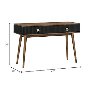 MAKLAINE Modern Wood ad Veneer Console Table in Black/Walnut