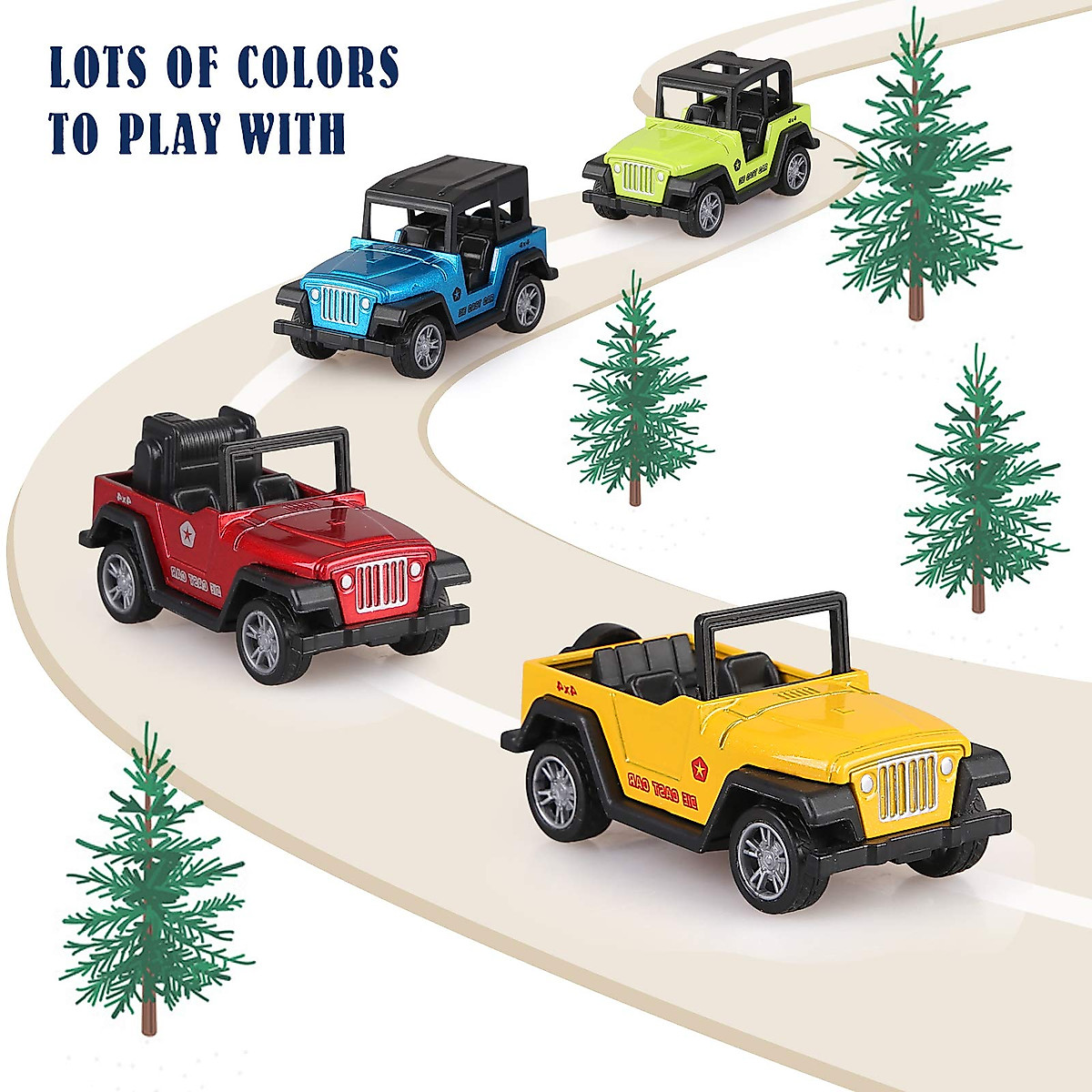 kramow Cars Toys Pull Back Vehicles, Model Vehicles Toy for Baby Toddler Boys Girls, 4 Pieces Pack