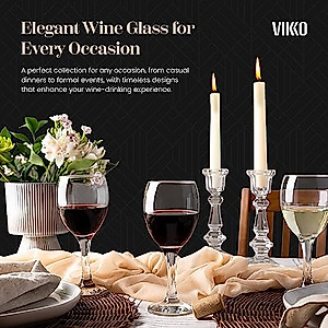 Vikko 8.5 Ounce Glass Wine Glasses, Small Wine Glasses, Wine Glass for Red and White Wine With Stem, Clear Glasses for Wine, Thick and Durable Stemmed Wine Glasses, White Wine Glasses Set of 6
