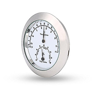 Dilwe Guitar Round Thermometer Hygrometer, Humidity Temperature Meter for Violin Guitar Case Instrument Care(Silver)