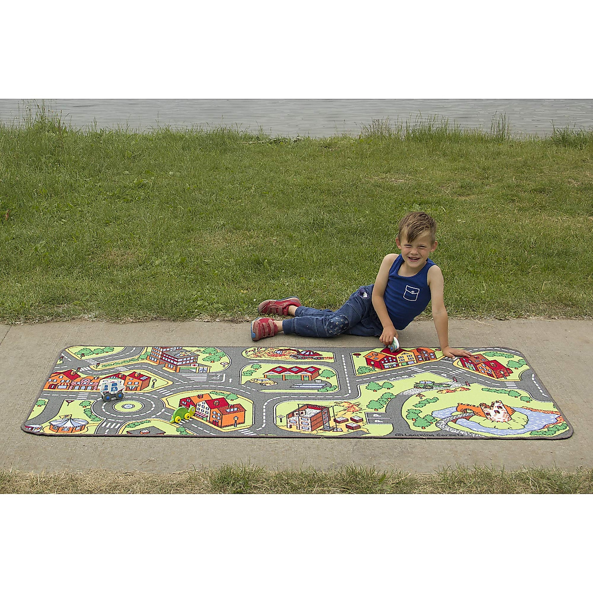 Children’s Factory, Learning Carpets My Neighborhood Play Carpet, 79x36, LC144, Kids Playroom Décor, Toddler Preschool, Nursery, or Daycare Road Rug