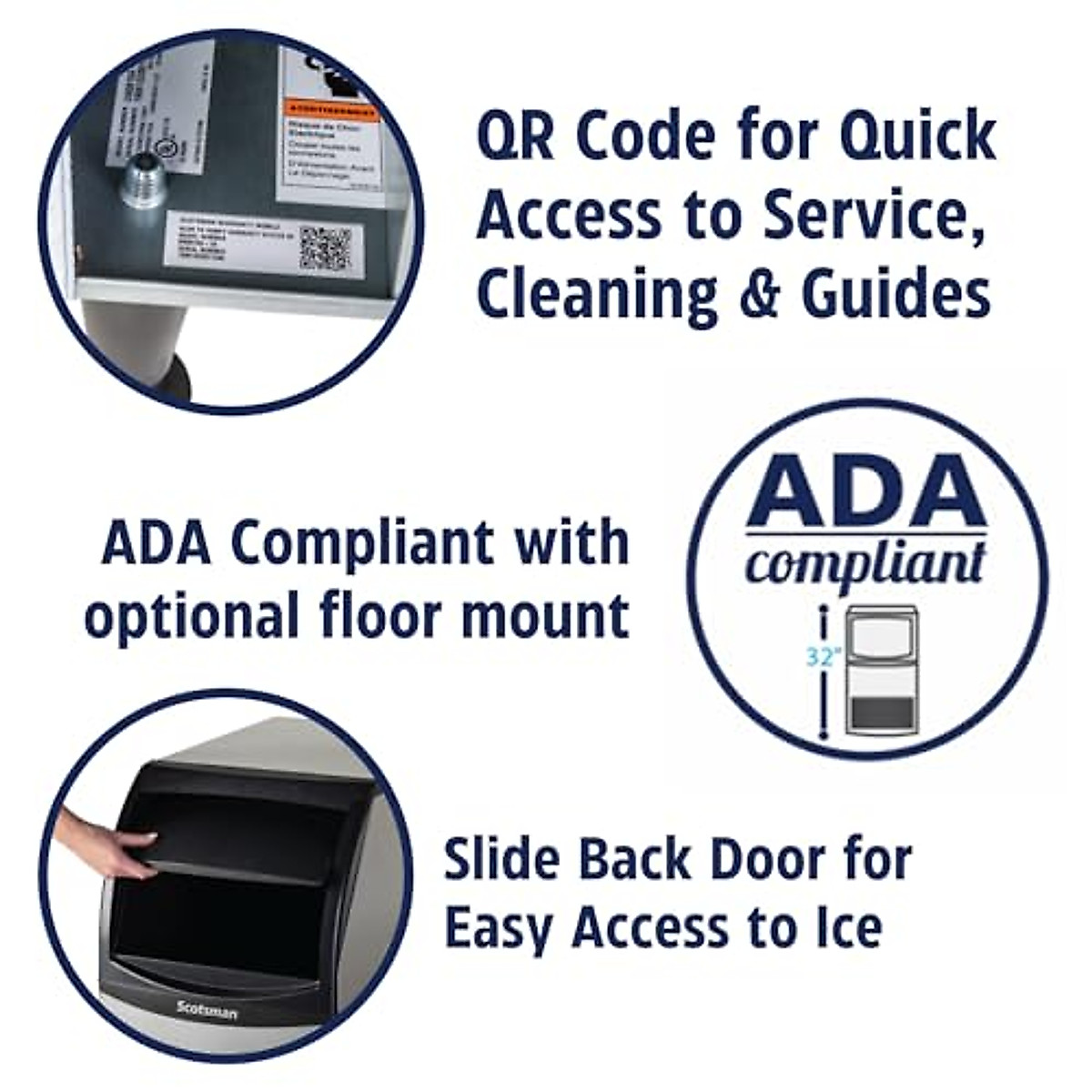 Scotsman UN1215A-1 15" Air-Cooled Nugget Undercounter Ice Maker Machine with 36 lb. Storage Capacity, 119 lbs/Day, 115v, NSF