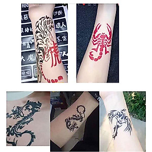 Henna Tattoos Stencils 10 Sheet Large Size Temporary Tattoo Templates Henna Stencil Reusable Body Tattoo Stencils for Men Boys Adult Teens