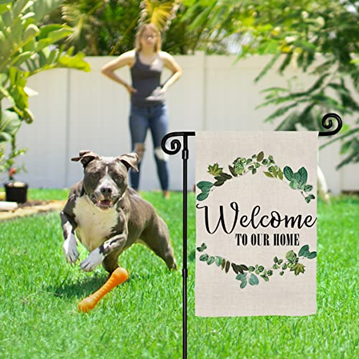 Welcome Garden Flags Courtyards Double Sided Decorative House Flag Welcome To Our Home Outside Seasonal Holiday Yard Flag Watercolor Durable Burlap Farmhouse Flags 12.5 x 18 Inch Welcome Banner