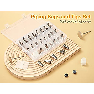 Kootek 42pcs Piping Bags and Tips Set, Cake Decorating Supplies Kits for Baking with 36 Numbered Frosting Icing Tips, 2 Reusable Pastry Bags, Easy Carry Storage Box and Other Baking Tools