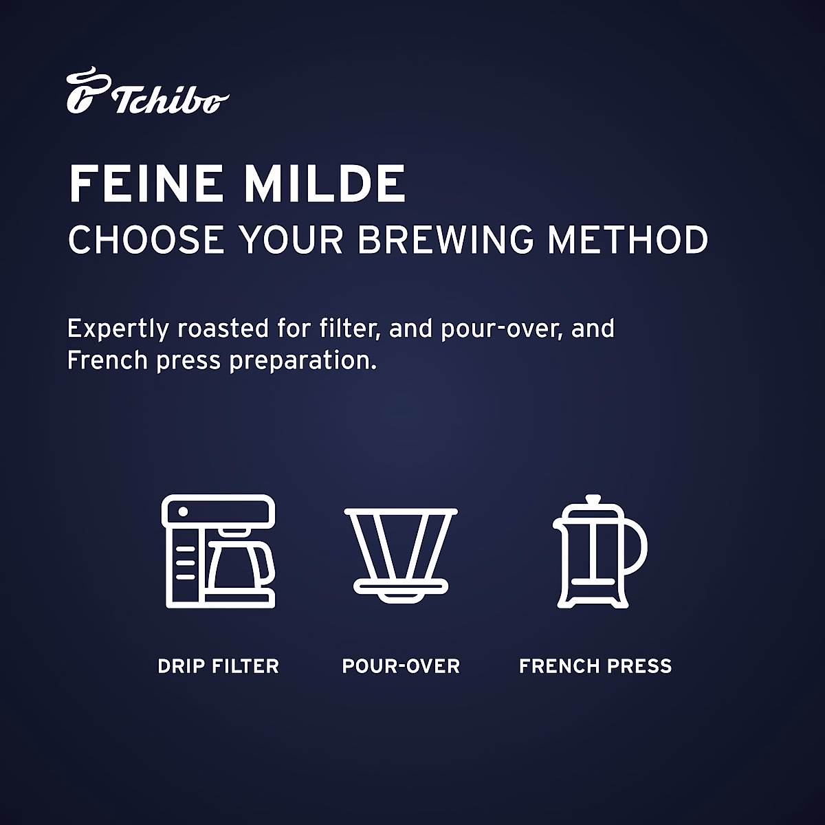 Tchibo Roasted Ground Coffee – Feine Milde - Light Roast Arabica Beans for a European Style Coffee – Intensity 2/6, Acidity 3/6, Roast Level 2/6 – 8.8 oz