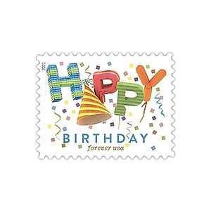USPS 2021 Happy Birthday Forever First Class Postage Stamps,Celebration, Invitations, Weddings, Birthdays, Anniversary, Holiday, Engagement, New Job, Retirement, Parties (1 Sheet, 20 Stamps)