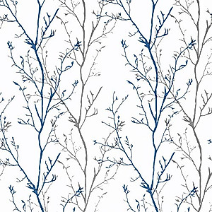 Mecpar Gray Blue Tree Branches Peel and Stick Wallpaper 17.71" x 118" Natural Wall Paper Modern Tree Branch Contact Paper Removable Wallpaper Self-Adhesive Vinyl for Furniture Crafts Walls
