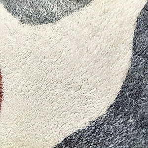 TEALP 4Ft Round Area Rug,Modern Area Rug Soft Faux Wool Rug for Living Room Nonslip Circle Rug with Stone Pattern Washable Floor Carpet for Bedroom Laundry Room Nursery