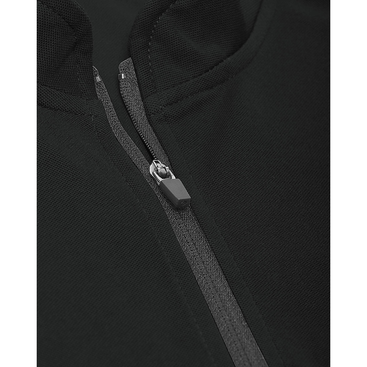 TAPULCO Mountain Bike Shirts for Men, Quick Dry Tech 1/4 Zip Pullover 2 Rear Pockets Moisture Wicking Breathable Sport Shirt Black Large