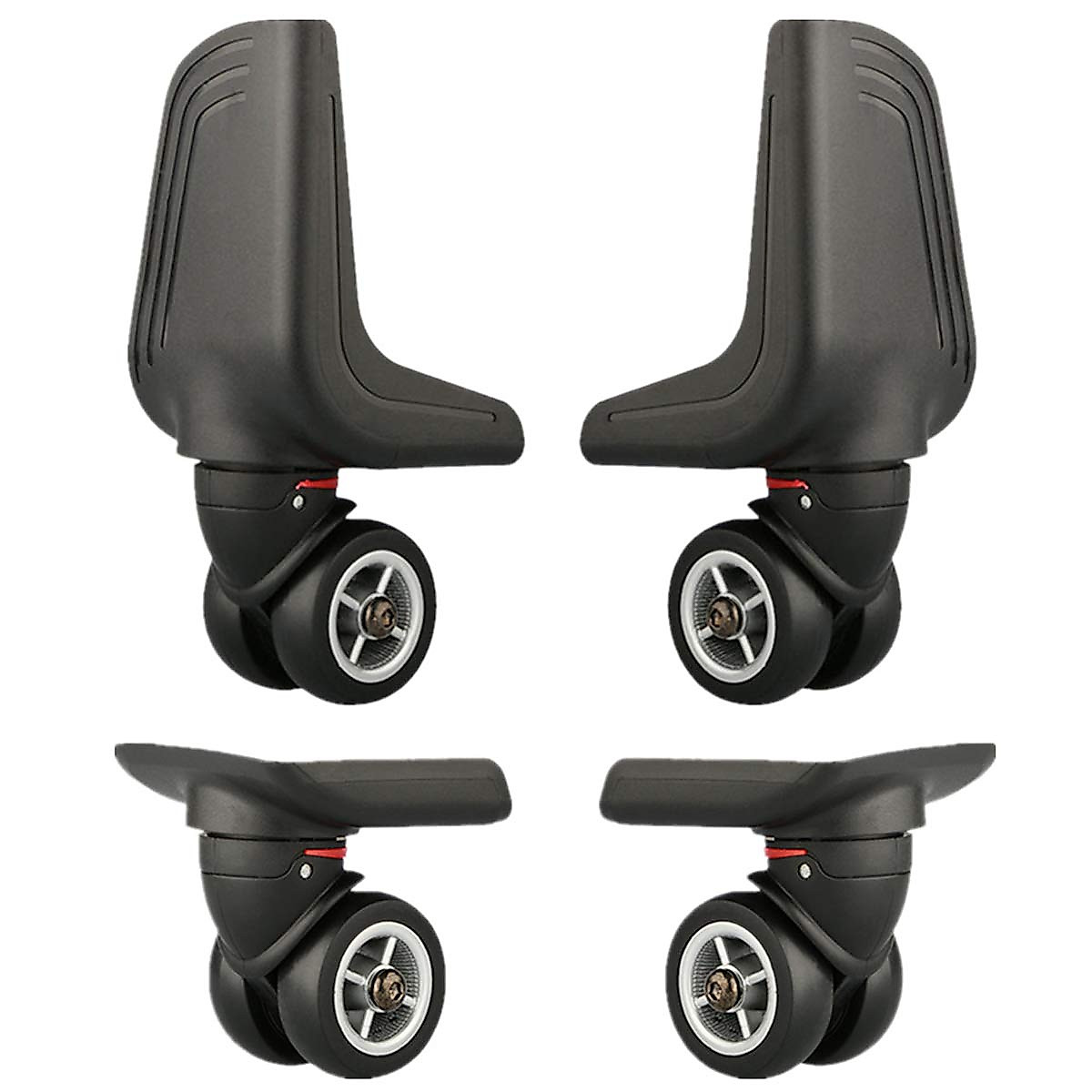 XiaoShiJie 360 Degree Swivel Mute Repair Replacement Luggage Wheel Suitcase Wheels Parts Spinner (DiLong W078#) (Front & Back Wheels (Set of 2 Pairs))